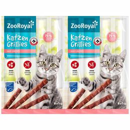 ZooRoyal Katzen-Grillies mit Lachs Katzensnacks ohne Getreide und Zucker 40x5 g