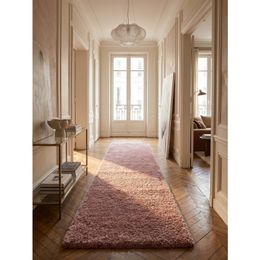KADIMA DESIGN Hochflorteppich SALZACH, einfarbig, aus Polypropylen, Rosa, 80 x 250 cm