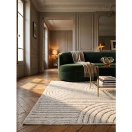 KADIMA DESIGN Flachgewebe-Teppich Hoch-Tief-B&ouml;gen Creme 160x230 cm Hoch-Tief B&ouml;gen