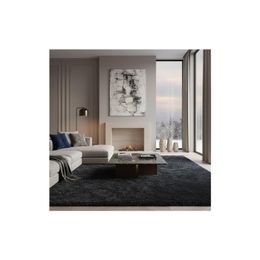 KADIMA DESIGN Hochflorteppich SALZACH, einfarbig, aus Polypropylen, Anthrazit, 80 x 150 cm