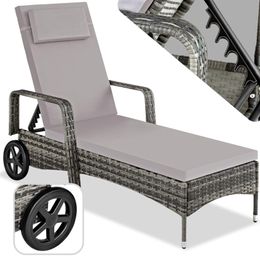 TecTake&reg; Aluminium Rattan Sonnenliege, wetterfest und UV-best&auml;ndig, abnehmbares Kopfpolster, 196 x 72 x 57 - 94,5 cm