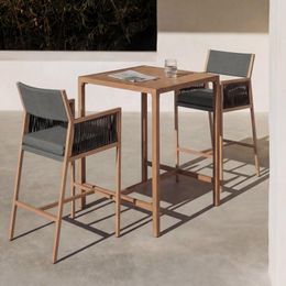 Set Bartisch + 2x Barhocker MCW-Q12, Barstuhl Stehtisch, Polyrattan Olefin (210 g/m&sup2;) ~ dunkelgrau