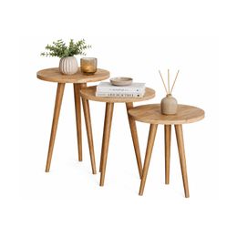 Vcm 3-tlg. Beistelltisch Set, Runde Satztische mit Holzf&uuml;&szlig;en, &Oslash; 34 cm, Wohnzimmertische im Retro-Design - Barilo