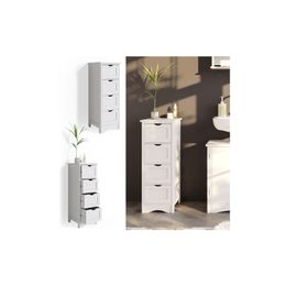 VICCO Badschrank Bianco Badregal schmal 4 Schubladen 81x30x30cm Badm&ouml;bel wei&szlig; Badezimmerschrank im Landhausstil