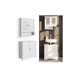 VICCO 2er Badm&ouml;bel Set Bianco Spiegelschrank Waschtischunterschrank Badschrank Badezimmerm&ouml;bel Set im Landhausstil