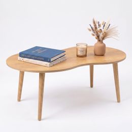 Vcm Couchtisch, Beistelltisch im Retro-Design, 90 x 50 cm, Wohnzimmertisch mit organischer Tischplatte - Barilo