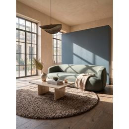 KADIMA DESIGN Hochflorteppich RHEIN, einfarbig, aus Polypropylen, Mokka, &Oslash; 200 cm