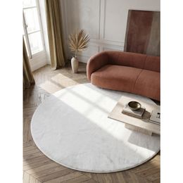 KADIMA DESIGN Kurzflorteppich Waschbar NECKAR, einfarbig, aus Polyester, Wei&szlig;, &Oslash; 200 cm