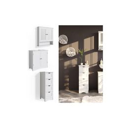 VICCO 3er Badm&ouml;bel Set Bianco Spiegelschrank Waschtischunterschrank Badschrank Badezimmerm&ouml;bel Set im Landhausstil