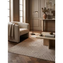 KADIMA DESIGN Flachgewebe-Teppich Hoch-Tief-B&ouml;gen Beige 240x340 cm Hoch-Tief B&ouml;gen