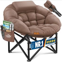 Kesser&reg; Campingstuhl Chillexer faltbar 150 Kg Klappstuhl ultraleicht und breit, dickes Polster mit bequemen Kissen und Seitentasche, Cover, Outdoor + Indoor - rund, Camping, Angeln, Festival, Strand