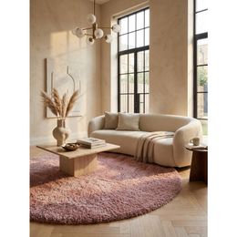 KADIMA DESIGN Hochflorteppich SALZACH, einfarbig, aus Polypropylen, Rosa, &Oslash; 160 cm