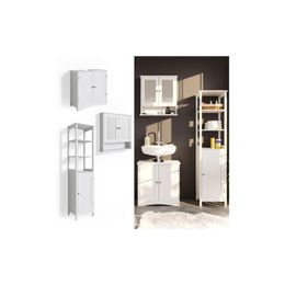 VICCO 3er Badm&ouml;bel Set Bianco Spiegelschrank Waschtischunterschrank Hochschrank Badezimmerm&ouml;bel Set im Landhausstil