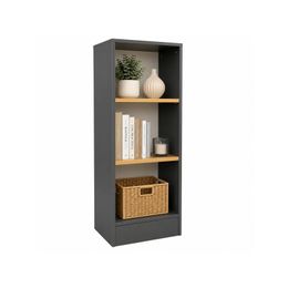 Vcm B&uuml;cherregal f&uuml;r Aktenordner, B&uuml;roregal mit 3 F&auml;chern, H. 114 x B. 52 x 30 cm, Standregal f&uuml;r B&uuml;ro und Homeoffice - Dilos