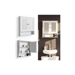 VICCO Wandspiegel Bianco Badspiegel mit Ablage 2 T&uuml;ren 58x56cm H&auml;ngespiegel Spiegel f&uuml;r Badezimmer im Landhausstil