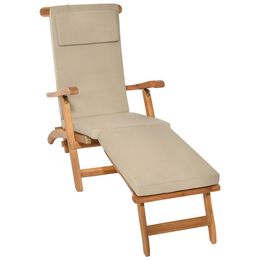 Beautissu Deckchairauflage, Sand, Textil, 45x5x175 cm, Outdoor-Kissen, Liegenauflagen