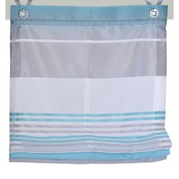 Kutti Raffrollo &raquo;Jamaica&laquo; mit Hakenaufh&auml;ngung ohne Bohren freih&auml;ngend halbtransparent, Polyester, gewebt, Streifen, mit Edelstahlhaken blau Obermaterial: 