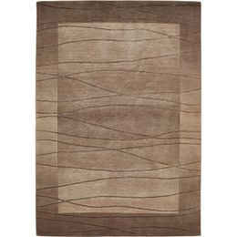 LUXOR living Wollteppich &raquo;Lineo, handgekn&uuml;pft&laquo; rechteckig 14 mm H&ouml;he Nepalteppich, reine Wolle, mit Bord&uuml;re, Wohnzimmer braun Schurwolle B : 140cm 1 