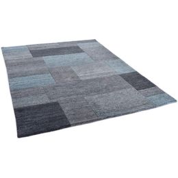 Theko Wollteppich &raquo;Dalas - 7709&laquo; rechteckig 18 mm H&ouml;he reine Wolle, handgekn&uuml;pft, Patchwork Design blau Schurwolle B : 170cm 1 Stk., 18mm, L: 240cm