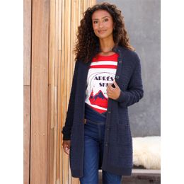 Heine Damen Longstrickjacke, Blau, Gr. 40, Longstrickjacken, Material: Baumwolle