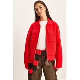 Rippstrick-Cardigan mit Rei&szlig;verschluss und Taschen