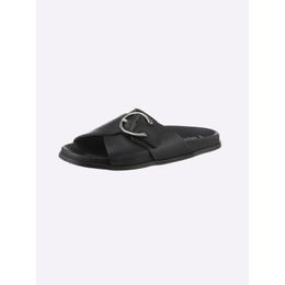 Heine Damen Pantolette, Schwarz, Gr. 36, Pantoletten, Material: Rindsleder