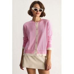 Farbblockierter Langarm-Button-Cardigan