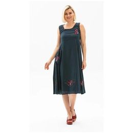 &Auml;rmelloses Bur&ccedil;ak Midi Sommerkleid aus Shile-Stoff Petrol