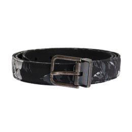 Dolce & Gabbana Dolce & Gabbana - Ceinture en cuir de lin noir Ca&iuml;man pour homme