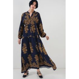 Bedrucktes V-Ausschnitt Maxikleid