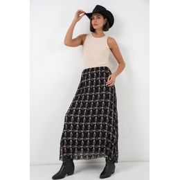 Hoch taillierter geometrischer Druck Maxi-Rock