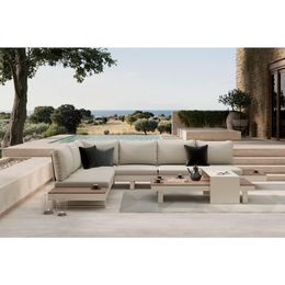 Ambia Garden Loungegarnitur, Braun, Beige, Metall, Kunststoff, Textil, 4-teilig, F&uuml;llung: Polyester,Schaumstoff, einzeln stellbar, 329x245 cm, gastro- und objekttauglich, Loungem&ouml;bel, Gartenlounge-Sets