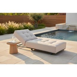 Ambia Garden Gartenliege, Anthrazit, Beige, Metall, Textil, F&uuml;llung: Polyurethan (Pur), 200x31x75 cm, R&uuml;ckenlehne verstellbar, Gartenm&ouml;bel, Gartenliegen