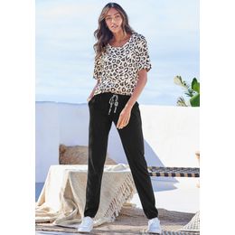 Lascana Damen Pyjamahose, Schwarz, Gr. 44/46, Pyjamas, Material: Baumwolle