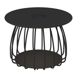 Ambia Garden Loungetisch, Schwarz, Metall, rund, Rundrohr, Gittergestell, 60x39x60 cm, Loungem&ouml;bel, Loungetische
