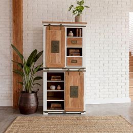 Schrank Mango 80x45x175 wei&szlig; lackiert RAILWAY #517