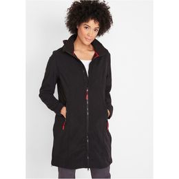 bonprix wasserabweisender Softshellmantel, schwarz, Gr.38, Wasserabweisender &Uuml;bergangsmantel aus Softshell mit abnehmbarer Kapuze und Gummizug am R&uuml;cken, mit Rei&szlig;verschlusstaschen, Figurbetont, aus Softshell
