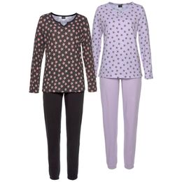 Vivance By Lascana Pyjama Damen Gr&ouml;&szlig;e XXL dunkelgrau / pastelllila / koralle / schwarz Sommerkleid
