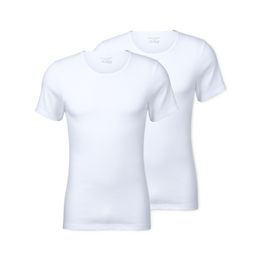 Tchibo - 2 Kurzarm-Feinripp-Unterhemden - Herren - Gr. S/4 - wei&szlig;