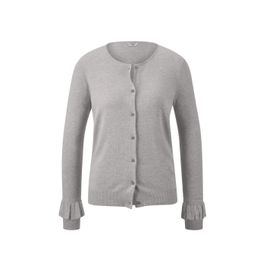 Tchibo - Feinstrickjacke mit R&uuml;schen - Damen - Gr. S - hellgrau