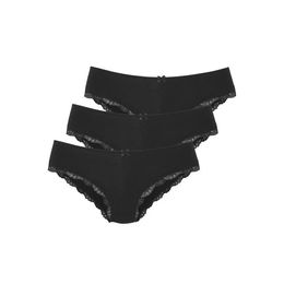 Lascana Slip schwarz Gr. 44/46 f&uuml;r Damen. Mit Spitze, Schleife. K&ouml;rpernah. Nachhaltig.