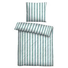 Biberna Bettw&auml;sche, Blau, Gr. 155x220 cm + 80x80 cm, Bettw&auml;sche, 100% Baumwolle