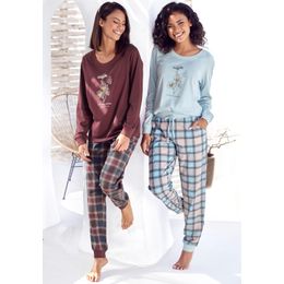 Damen Pyjama, Bunt, Gr. 36/38, Vivance Dreams by Lascana, Pyjamas, 100% Baumwolle