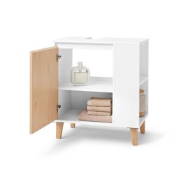 Tchibo - Waschbeckenunterschrank mit T&uuml;r und seitlichem Fach - 60x38x68cm - braun -
