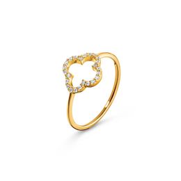 Tchibo - Gold Ring Zirkonia Kleeblatt - Damen - Gr. 17 - wei&szlig;