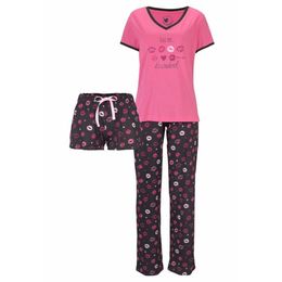 Vivance By Lascana Pyjama Damen Gr&ouml;&szlig;e M dunkelpink / schwarz Sommerkleid