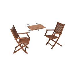 Merxx Balkonm&ouml;bel Set Rio 3 tlg. Balkonh&auml;ngetisch, 2 St&uuml;hle aus Eukalyptusholz