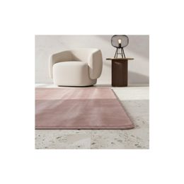KADIMA DESIGN Kurzflorteppich Waschbar ISAR, einfarbig, aus Polyester, Rosa, &Oslash; 80 cm