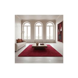 KADIMA DESIGN Kurzflorteppich Waschbar ISAR, einfarbig, aus Polyester, Rot, &Oslash; 120 cm
