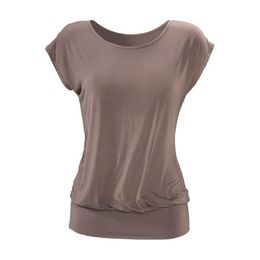 Lascana Longshirt 'mit breitem Bund' taupe Gr. 32/34 f&uuml;r Damen. Mit Rundhals. Figurumspielend. Nachhaltig.